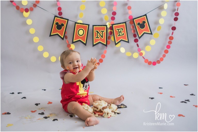 Mickey Mouse Cake Smash - First Birthday Mickey Themed Pictures ...