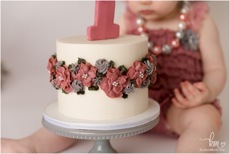 Finley's 1st Birthday - Blush, Mauve, and Silver Floral Cake Smash ...