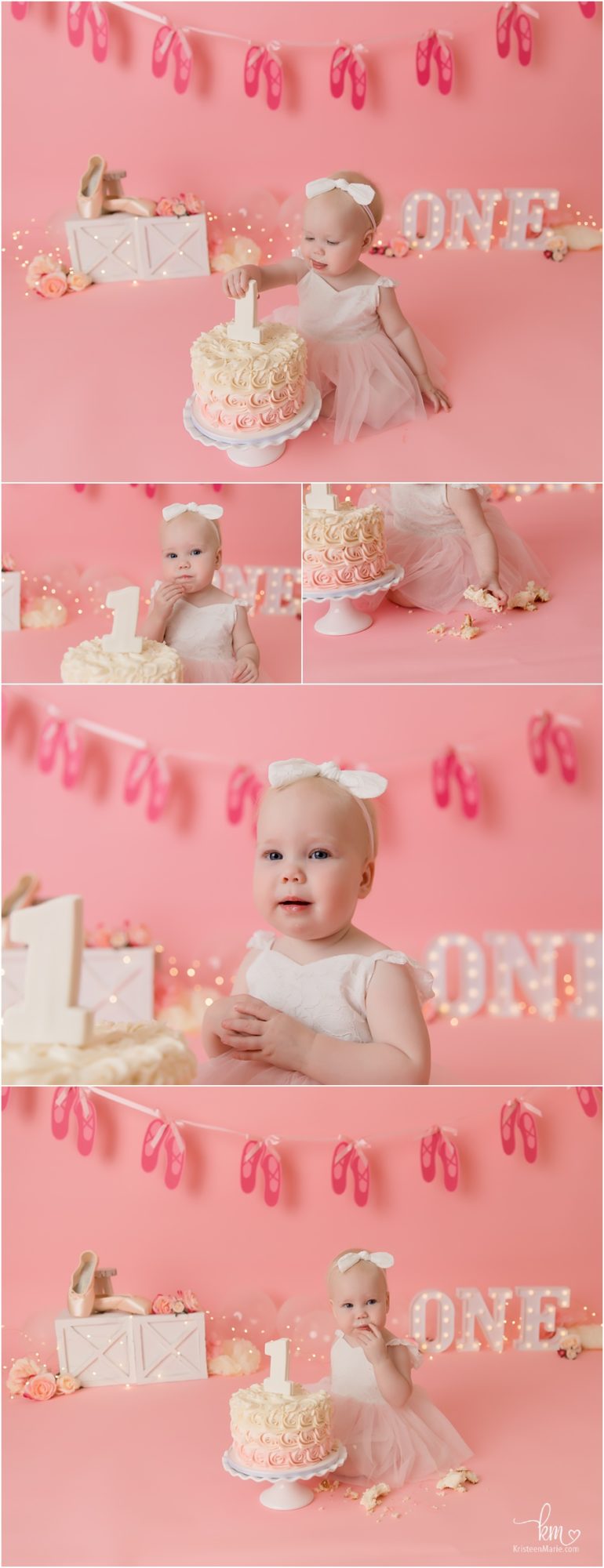 Baby Ballerina 1st Birthday Cake Smash Session · KristeenMarie Photography
